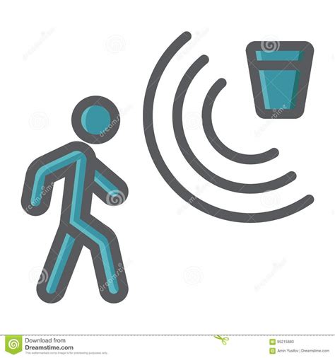 Motion Detector Colorful Line Icon Security Guard Stock Vector