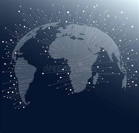 World Map With Dots And Lines Global Network Connections Across The Globe Stock Vector