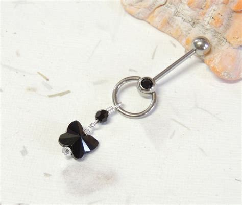 Vch Vertical Clitoral Hood Piercing With Swarovski Crystal Butterfly