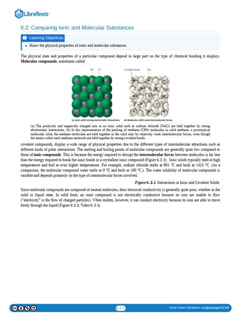 602 Comparing Ionic And Molecular Substances Pdf Chemical