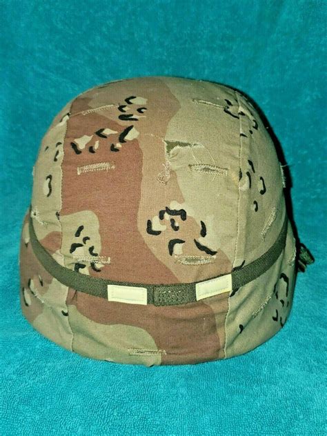 Original Pasgt Ballistic Combat Helmet Size M With Desert Camo Cover M1