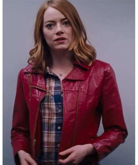 Emma Stone La La Land Red Leather Jacket