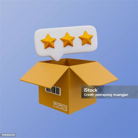 3d 최소한의 제품 품질 서비스 등급 고객 리뷰 개념입니다 고객 피드백 3개의 금색 별이 있는 판지 3d 그림입니다 고급에 대한 스톡 사진 및 기타 이미지 Istock