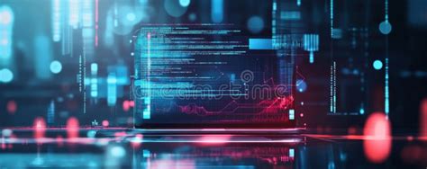 Modern Laptop Displaying Complex Code And Data Visualizations In A Futuristic Digital Workspace