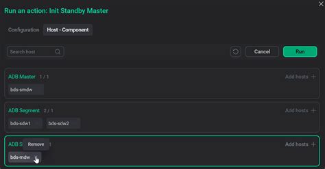 Кластерные действия Adb в Arenadata Cluster Manager Adcm Adb Arenadata Docs