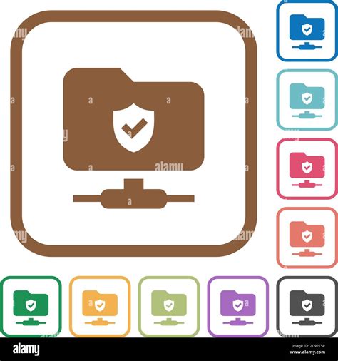 Protected Ftp Simple Icons In Color Rounded Square Frames On White