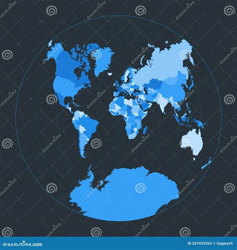 World Map Van Der Grinten Ii Projection Vector Illustration 261955364