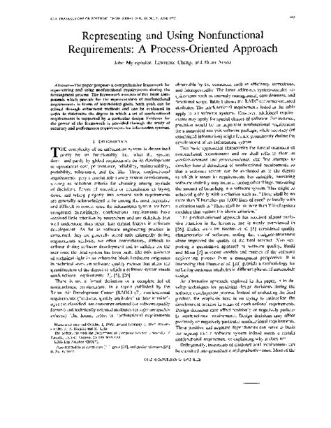 Pdf Representing And Using Nonfunctional Requirements A Process Oriented Approach