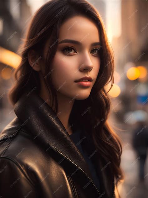 Premium Photo Beautiful Girl Super Model Standing In The City Ai