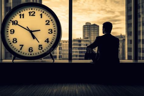 Concept Of Time Management With Man And Big Clock Generative Ai Stock Illustration