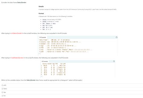 Solved Consider The Data Frame Salary Gender Details A Chegg Com