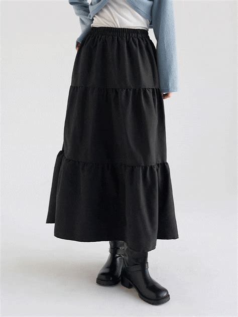 빅사이즈 S 2xl 터빈 피치 캉캉 밴딩 롱 스커트 하객룩 에이블리