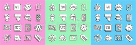 Set Line Seo Optimization Rgb And Cmyk Color Mixing Ui Ux Design Front End Development