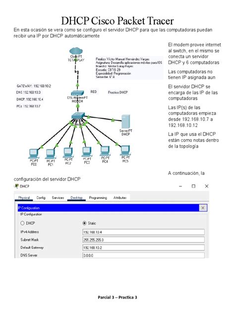 Topología Dhcp Cisco Packet Tracer Pdf Dirección Ip Transmisión