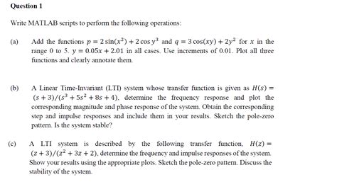 Solved Matlab Question Kindly Help To Come Up With The Code