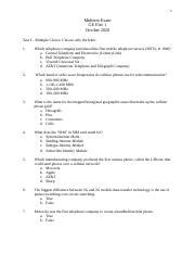 Midterm Exam Docx 1 Midterm Exam GE Elec 1 October 2020 Test I Multiple Choice Choose Only