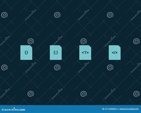 File Format Flat Icon Set Css Html Js Php Web Development File Format On Dark Blue