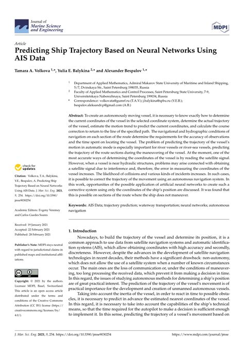 Pdf Predicting Ship Trajectory Based On Neural Networks Using Ais Data