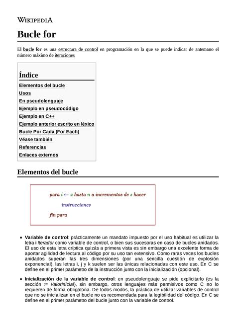 Programacion Bucle For Bucle For El Bucle For Es Una Estructura De Control En Programación