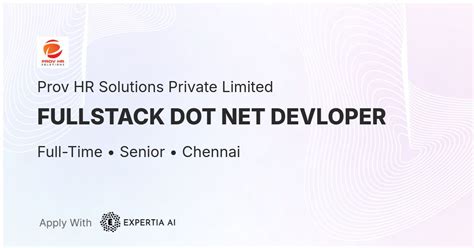 FULLSTACK DOT NET DEVLOPER Job Chennai Senior