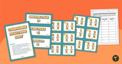 Comparing Fractions Sorting Activity Teach Starter