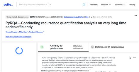 Citation Report Pyrqa—conducting Recurrence Quantification Analysis On Very Long Time Series