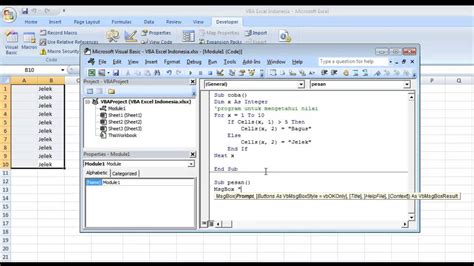vba excel dasar 9 penjelasan toolbars edit dan message box youtube