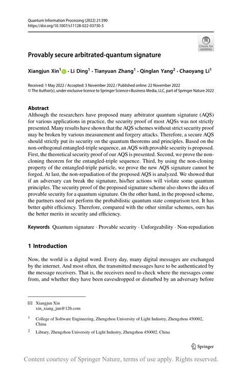 Provably Secure Arbitrated Quantum Signature