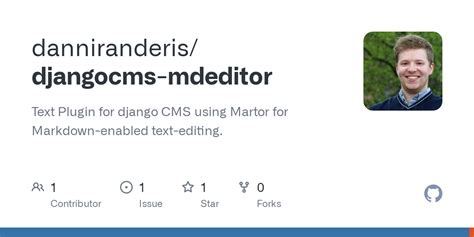 github danniranderis djangocms mdeditor text plugin for django cms