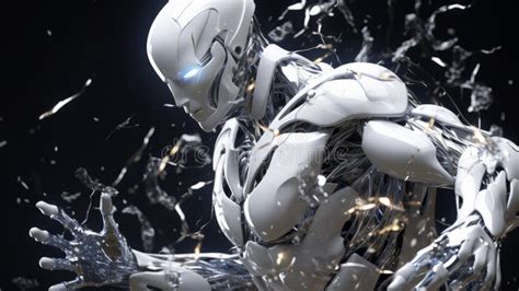 High Tech Robot With Energy Splash In The Form Of Lightning Ai Stock Image Image Of Future