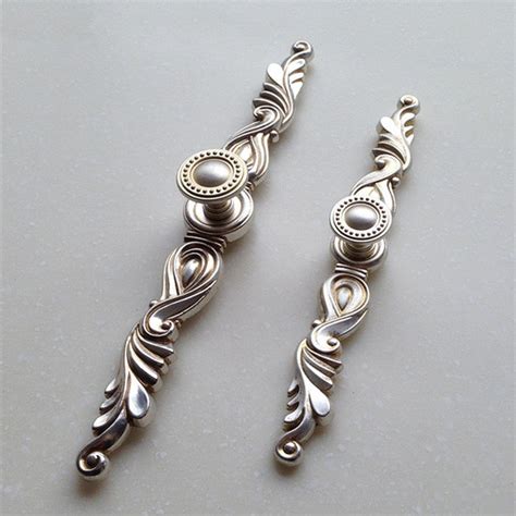 Shabby Chic Dresser Drawer Knobs Pulls Handles Silver Rose Etsy