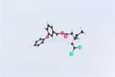 Permethrin Molecule 3d Rendering Flat Molecular Structure With