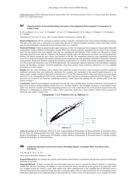Pdf 98 Comparing Spirometer And Pressure Sensor Breathing Signals—systematic Phase Lag