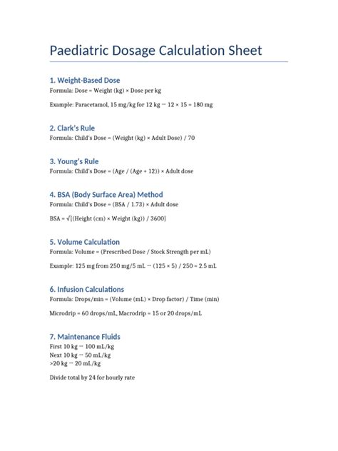 Pediatric Dosage Calculation Guide Pdf