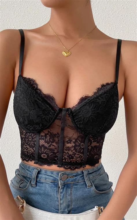 Corset Sexy Noir Dentelle I Femme En Corset