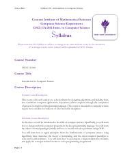 CS101 Syllabus Bari Fall2021 Pdf Anasse Bari Syllabus 101 Introduction To Computer Science