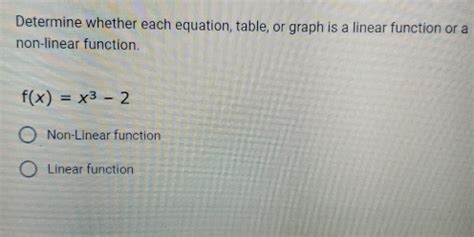 Solved Determine Whether Each Equation Table Or Graph Is A Linear Function Or A Non Linear