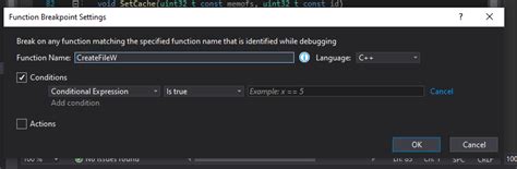 In Vs2019 What Conditions Can I Use In Function Breakpoints In Native