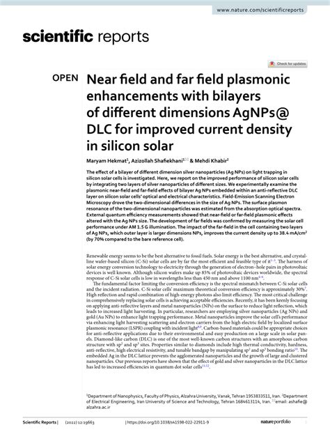 Pdf Near Field And Far Field Plasmonic Enhancements With Bilayers Of