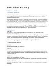 Boost CASE STUDY Docx Boost Juice Case Study Communication Functional Perspective The