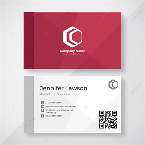 Qr 코드가 포함된 빨간색과 흰색 색상의 양면 간단한 명함 벡터 템플릿 Psd 다운로드 디자인 자료 다운로드