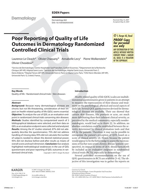 Pdf Poor Reporting Of Quality Of Life Outcomes In Dermatology