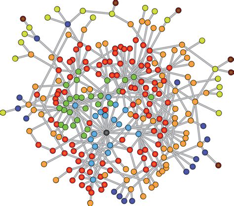 network representation of the ba graph the nodes are colored according
