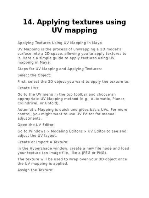 Applying Textures Using Uv Mapping Pdf