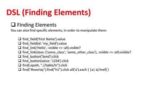 capybara and cucumber with dsl using ruby ppt