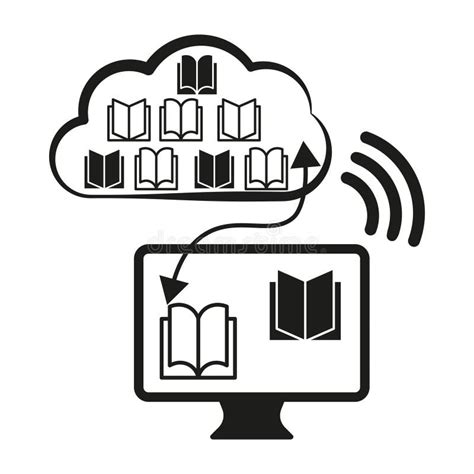 Cloud Library Icons Book Database Symbols Digital Storage Vector
