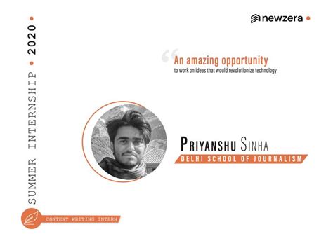 Priyanshu Sinha On Linkedin Working At Newzera Was A Wonderful