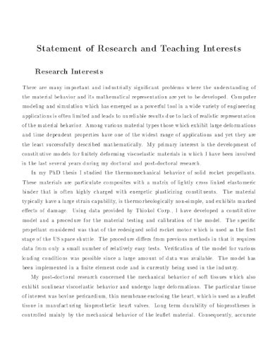 Free 14 Research Interest Statement Samples And Templates [ Conflict