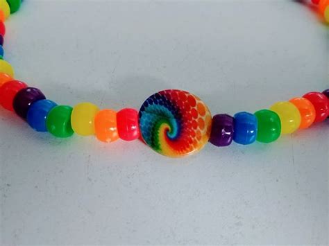 Tie Dye Kandi Choker Choker Etsy How To Make Beads Kandi