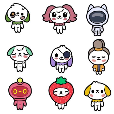 Cute Kawaies Stickers On A White Background